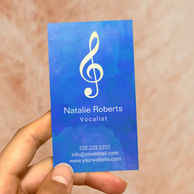 Musical Clef Logo Vocalist Singer Watercolor Music Business Card | Zazzle