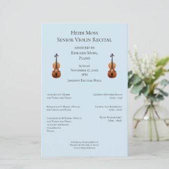 Musical Concert Violin Recital Program | Zazzle