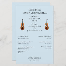 Musical Concert Violin Recital Program | Zazzle