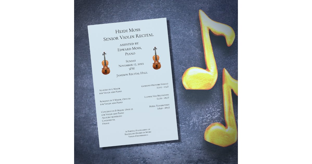 Musical Concert Violin Recital Program | Zazzle