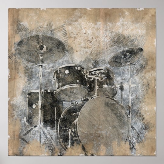 Musical drum kit. poster | Zazzle.com