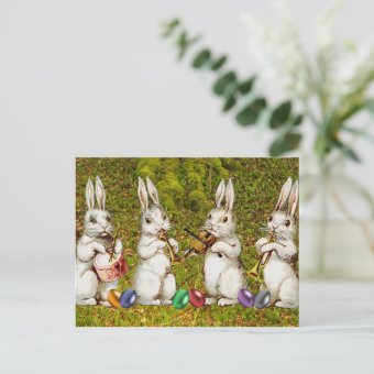 Musical Easter Rabbits Holiday Postcard | Zazzle