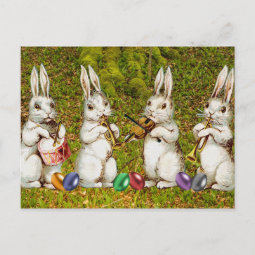 Musical Easter Rabbits Holiday Postcard | Zazzle