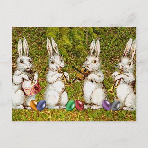 Musical Easter Rabbits Holiday Postcard | Zazzle