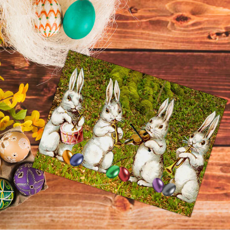 Musical Easter Rabbits Holiday Postcard | Zazzle