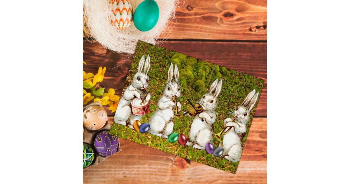 Musical Easter Rabbits Holiday Postcard | Zazzle