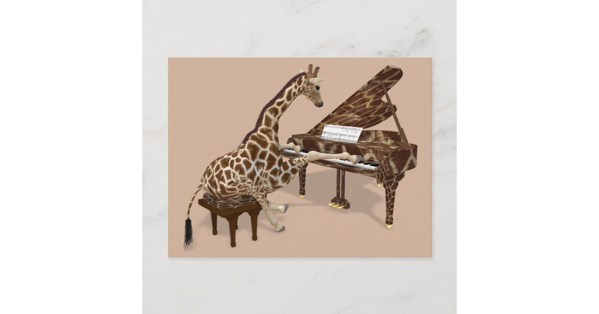 Musical Giraffe Playing Piano Postcard | Zazzle