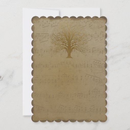 Musical Gold Love Tree Wedding Invitation | Zazzle