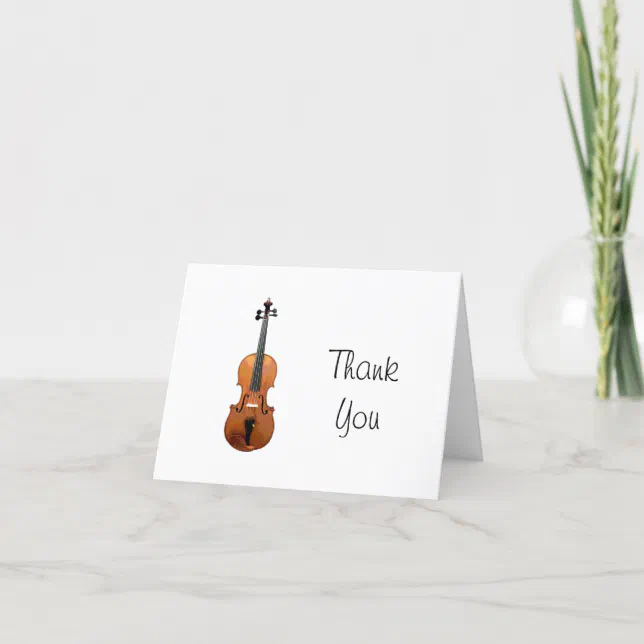 Musical Instrument Cute Violin Thank You Card | Zazzle