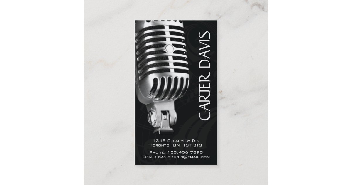 Musical Instrument - Mic Business Card | Zazzle