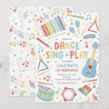 Musical Instrument Sing Dance Play Birthday Party Invitation | Zazzle