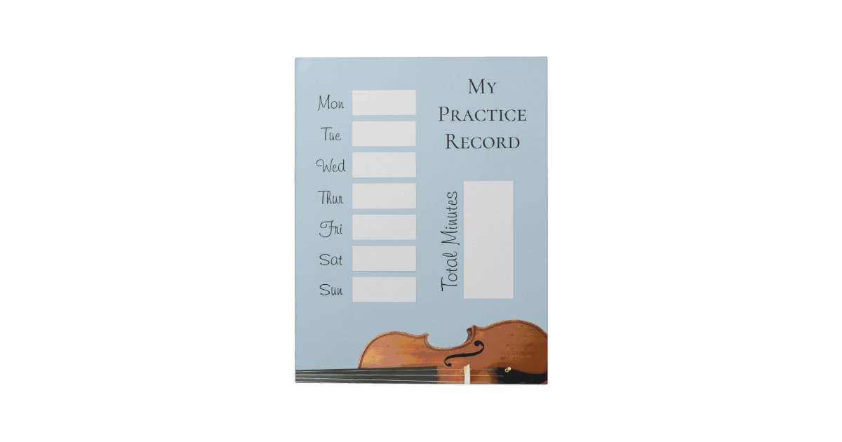 Musical Instrument Violin Practice Record Chart Notepad | Zazzle