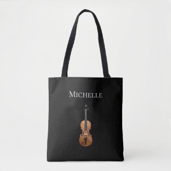 Musical Instrument Violin Simple Black Tote Bag | Zazzle