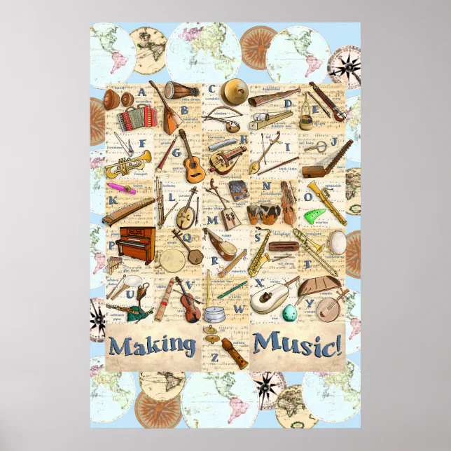 Musical Instruments Alphabet International Poster | Zazzle