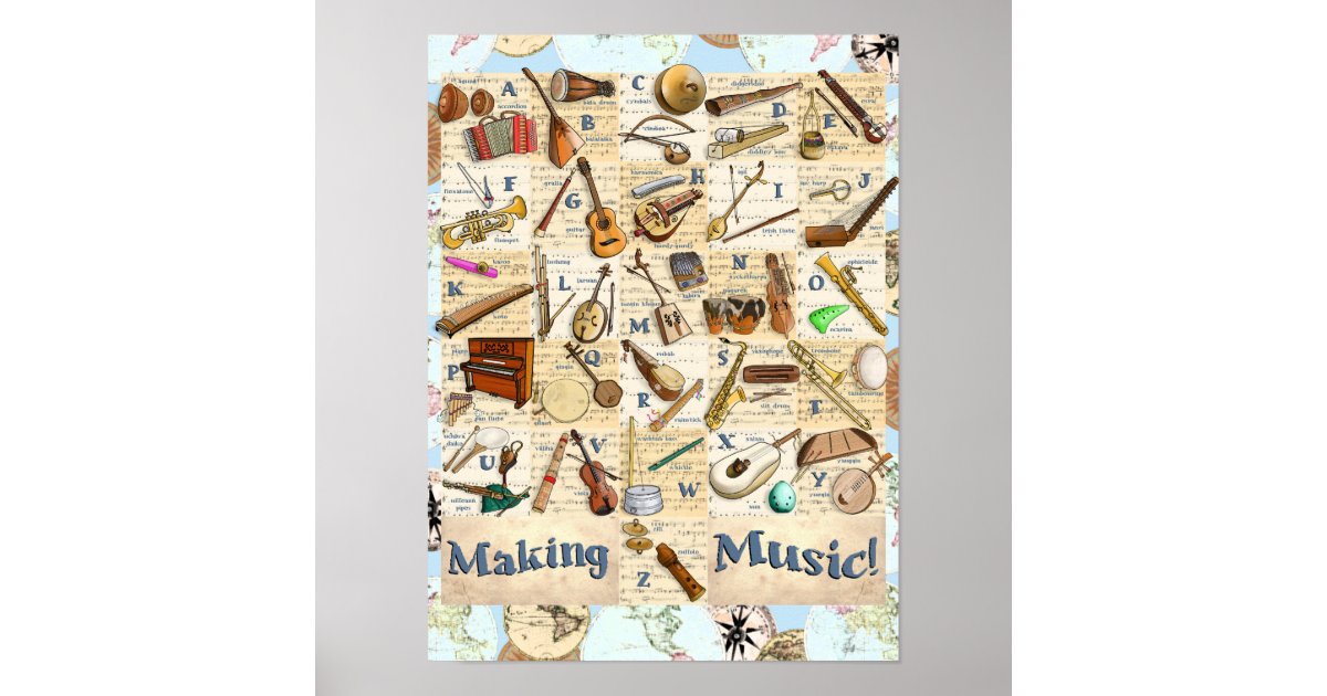 Musical Instruments Alphabet International Poster | Zazzle