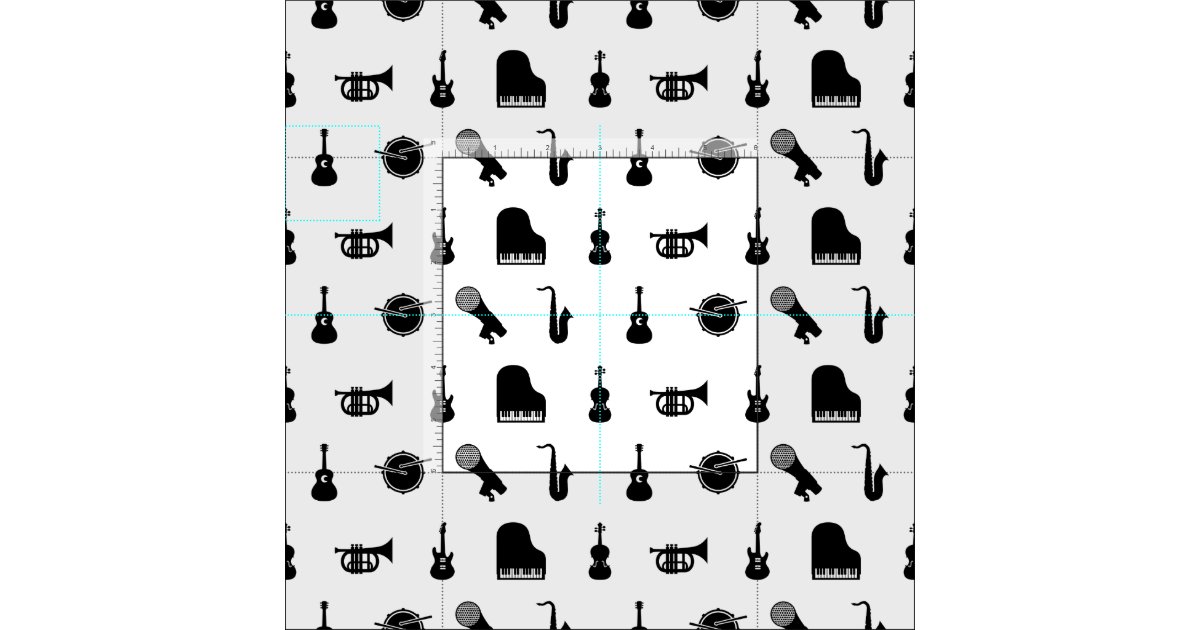 Musical Instruments Black & White Music Pattern Fabric | Zazzle