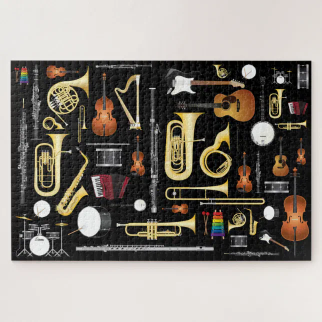 Musical Instruments Collage Musician Gift Jigsaw Puzzle | Zazzle