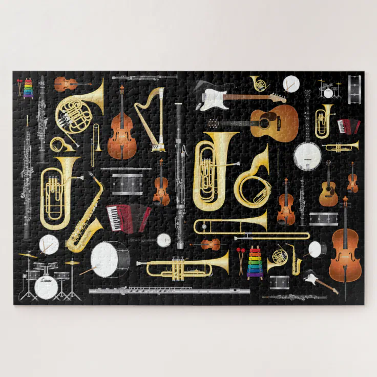 Musical Instruments Collage Musician Gift Jigsaw Puzzle | Zazzle