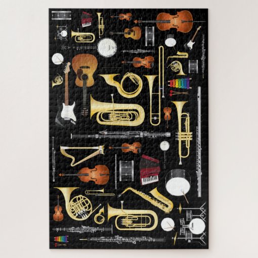 Musical Instruments Collage Musician Gift Jigsaw Puzzle | Zazzle