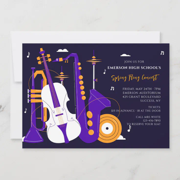 Musical Instruments Invitation | Zazzle