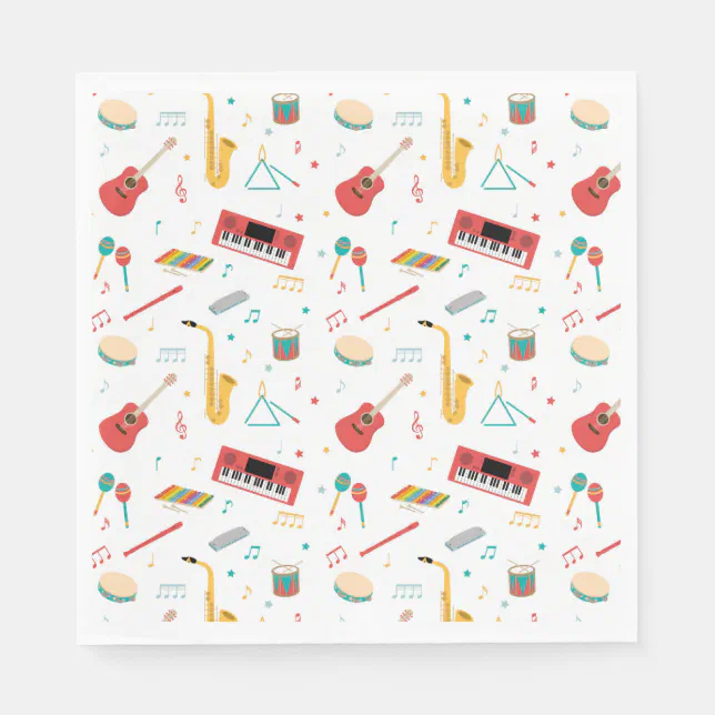 Musical Instruments Music Theme Pattern Napkins | Zazzle