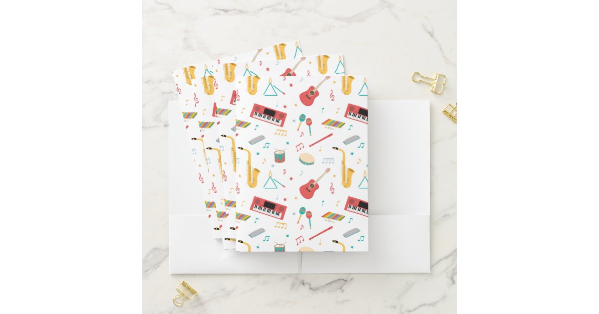 Musical Instruments Music Theme Pattern Pocket Folder | Zazzle