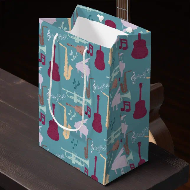 Musical Instruments Pattern Medium Gift Bag | Zazzle