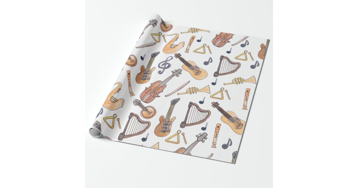 Musical Instruments Wrapping Paper | Zazzle