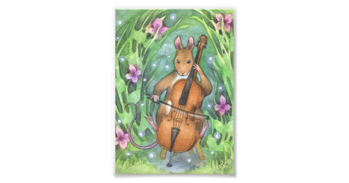 Musical Mouse Orchestra Cello Illustration Photo Print | Zazzle