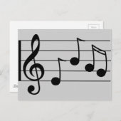 Musical notation treble clef and staff postcard | Zazzle