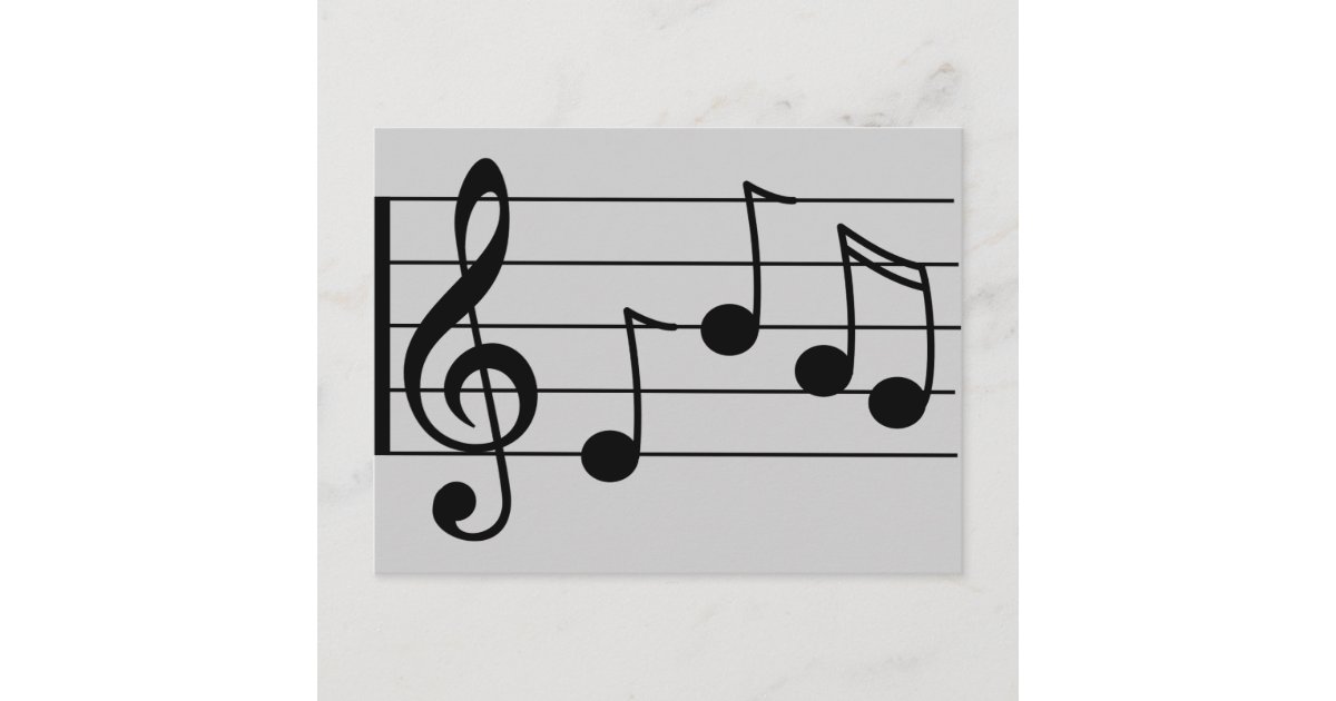 Musical notation treble clef and staff postcard | Zazzle