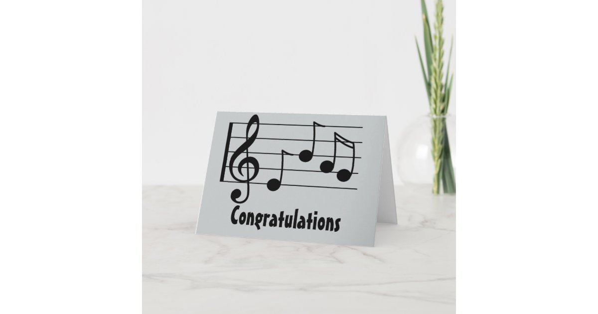 Musical notation treble clef congratulations card | Zazzle