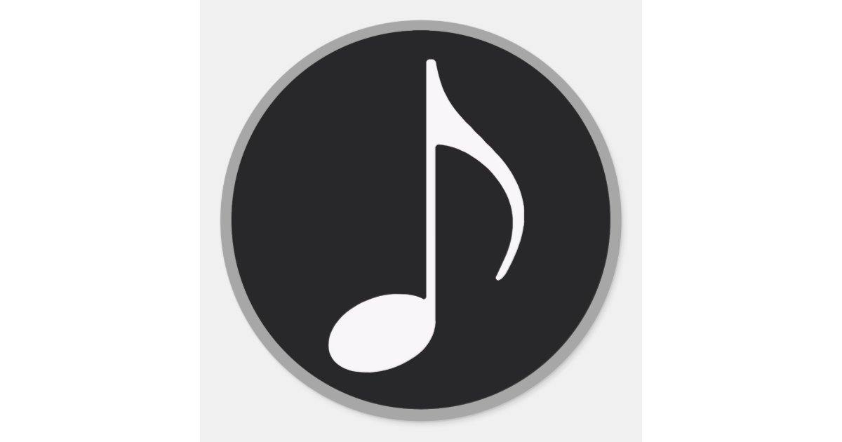 musical note ~ black classic round sticker | Zazzle