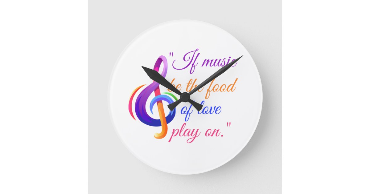 Musical note clock with music quote. | Zazzle