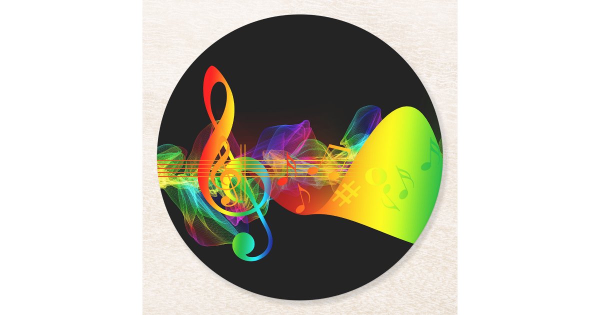 Musical Note Coasters with Neon Colors | Zazzle