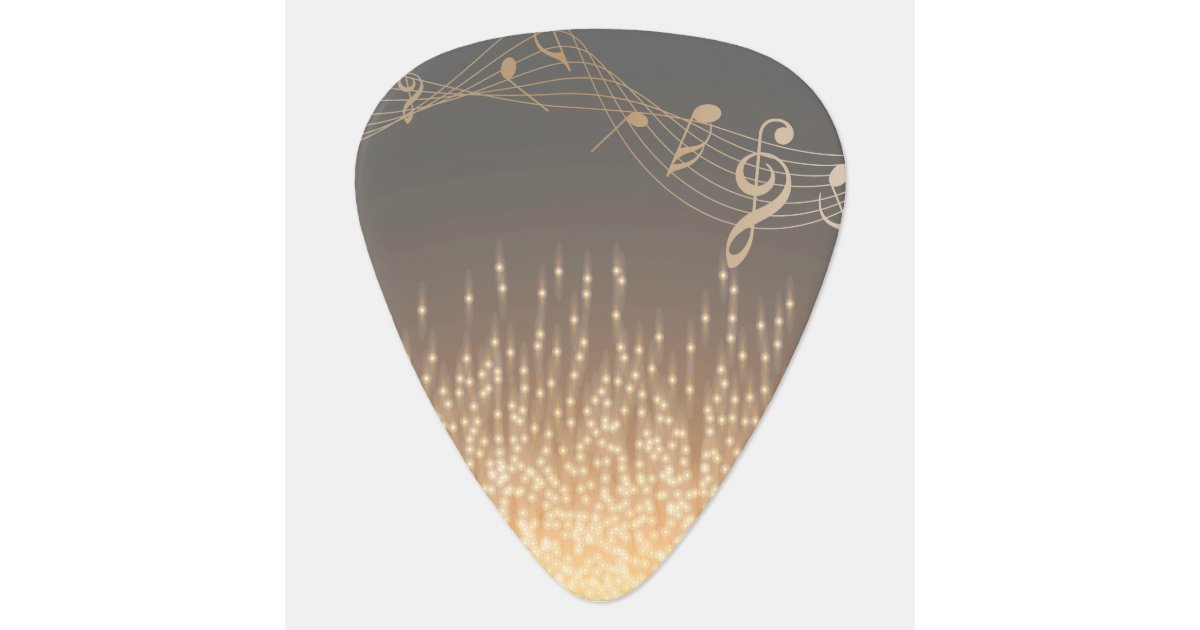 Musical Note gold sparkle confetti Guitar Pick | Zazzle