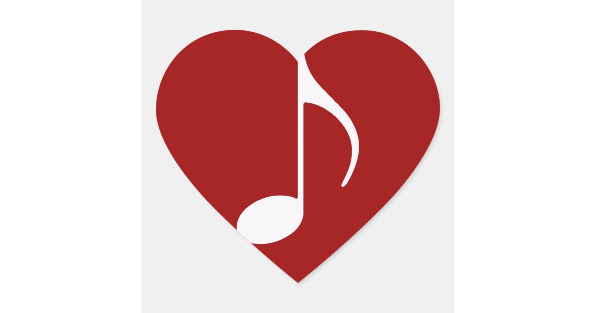 musical note graphic symbol heart sticker | Zazzle