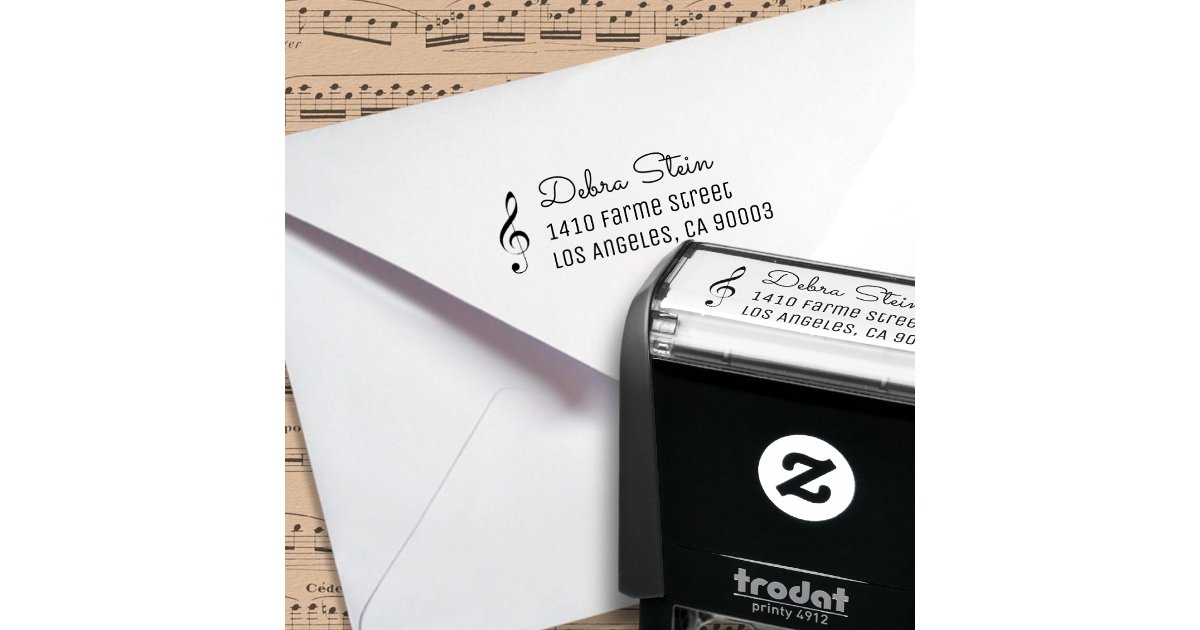 Musical note & name, simple & clear self-inking stamp | Zazzle