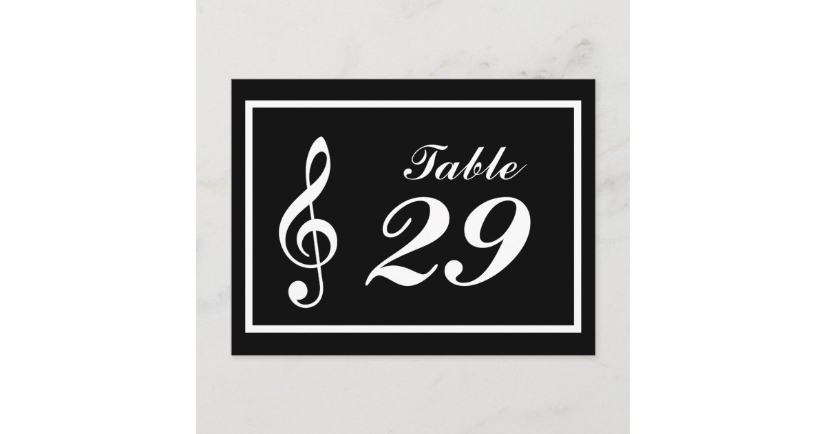 Musical Note Table Numbers (Black / White) | Zazzle