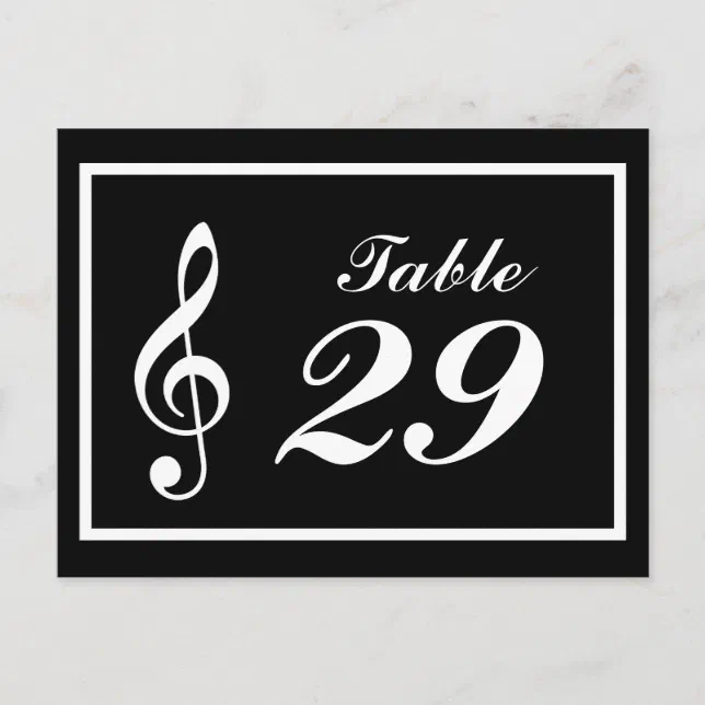 Musical Note Table Numbers (Black / White) | Zazzle