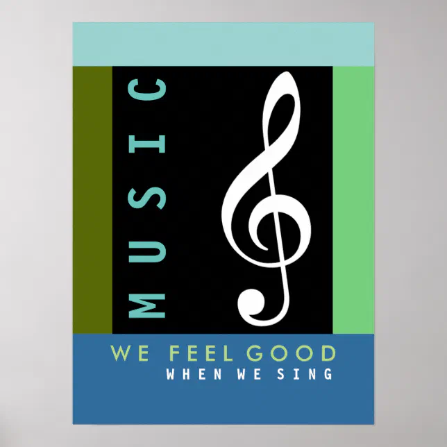 musical note, treble clef, music inspired poster | Zazzle