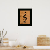 musical note, treble clef on wood, custom poster | Zazzle