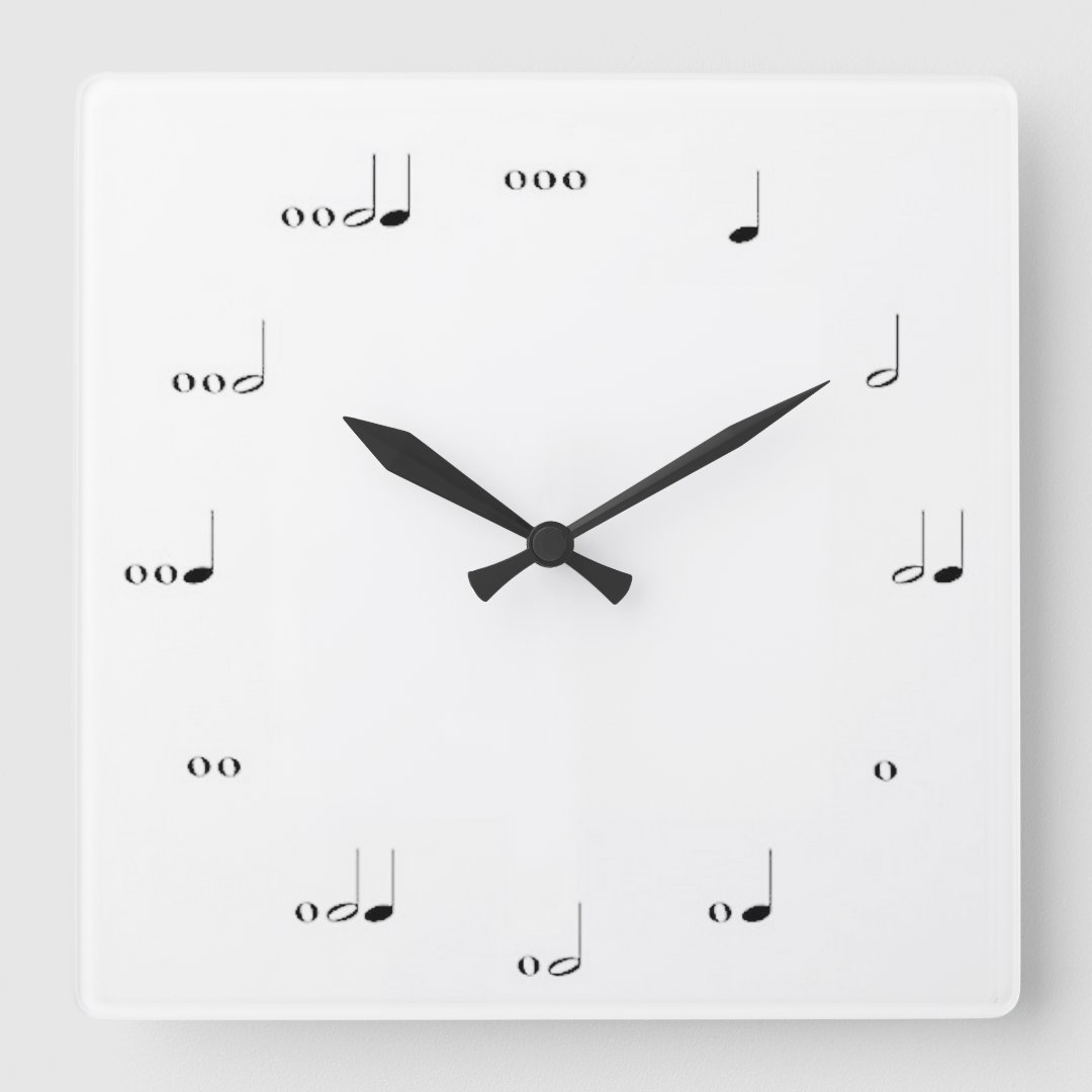 MUSICAL NOTE WALL CLOCK BLACK AND WHITE | Zazzle