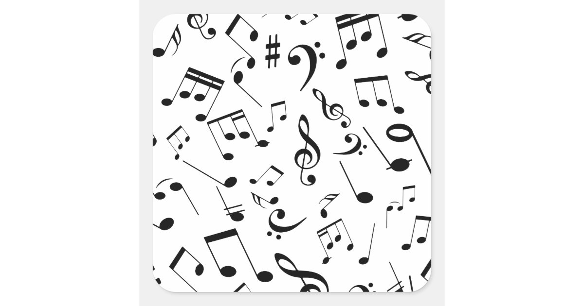 Musical Notes 3 Square Sticker | Zazzle
