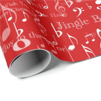 Musical Notes and Symbols, Christmas Carols Wrappi Wrapping Paper | Zazzle