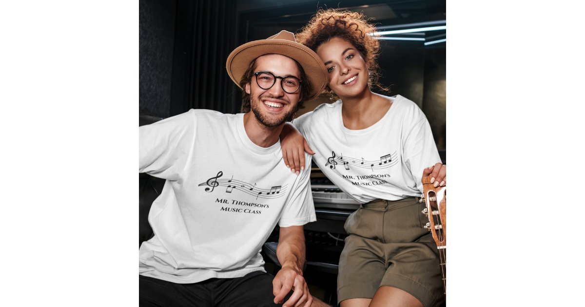Musical Notes Band or Choir Teacher Custom Music T-Shirt | Zazzle