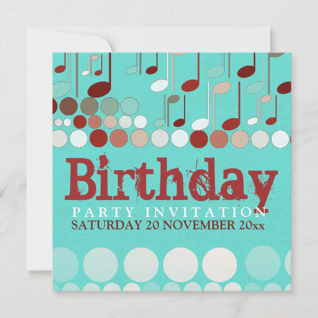 Musical Notes Birthday Invitation | Zazzle