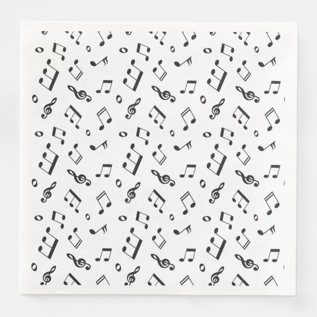 Musical Notes Black and White Paper Dinner Napkins | Zazzle