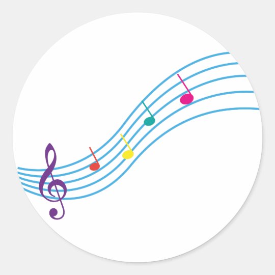 Musical notes classic round sticker | Zazzle.com