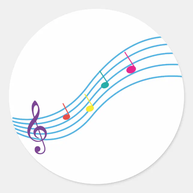 Musical notes classic round sticker | Zazzle